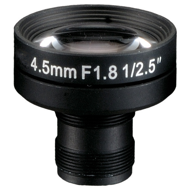 1/2.5" 4.5mm 2Megapixel F1.8 M12x0.5 Mount Non-Distortion IR Board Lens