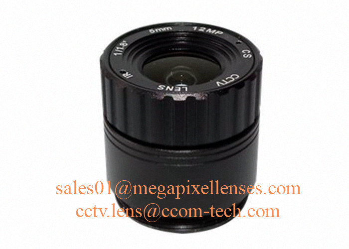 1/1.8" 5mm F2.0 12Megapixel CS mount IR fixed focal lens, 4K CS lens for CCTV IP cameras